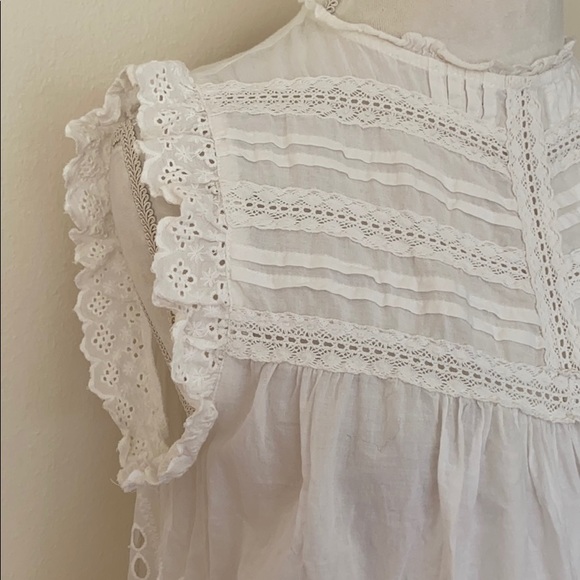 Zara | Tops | Zara Floral Eyelet Lace Ruffle Scallop Blouse | Poshmark